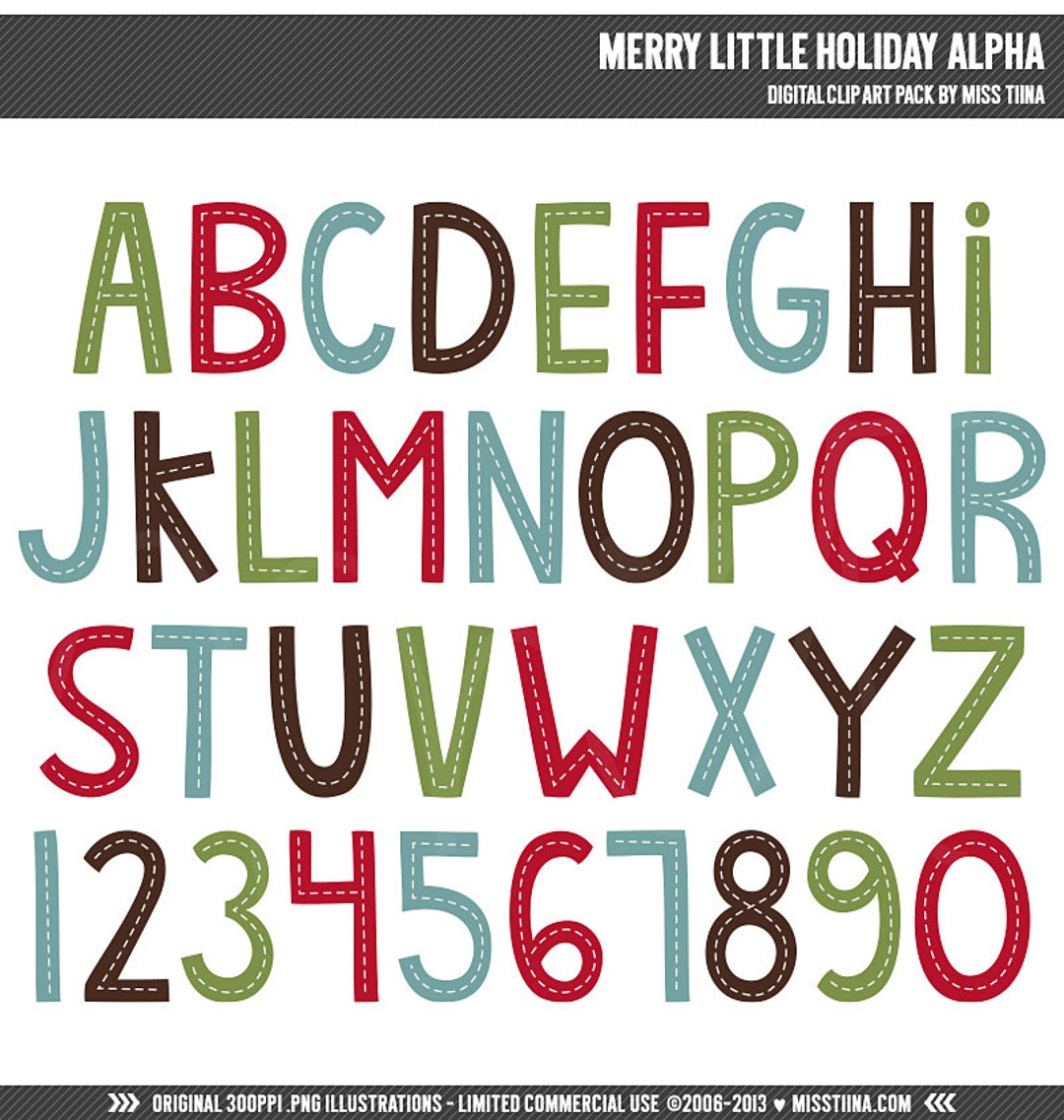 Merry Little Holiday Alpha Digital Clipart Clip Art Illustrations ...