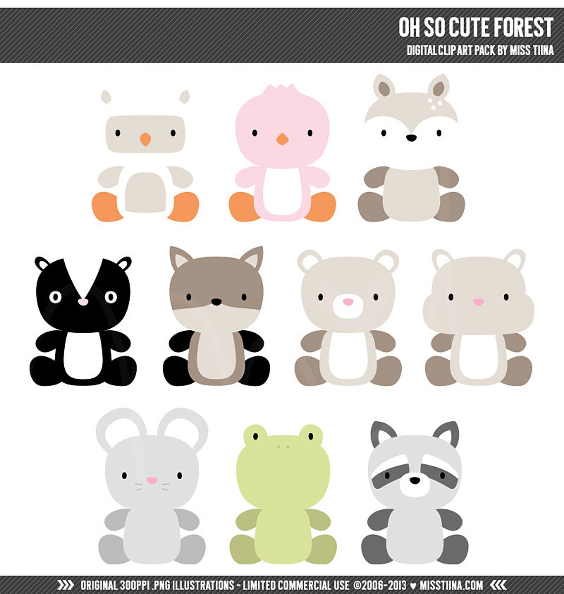 Oh so Cute Forest Digital Clipart Clip Art Illustrations - Etsy