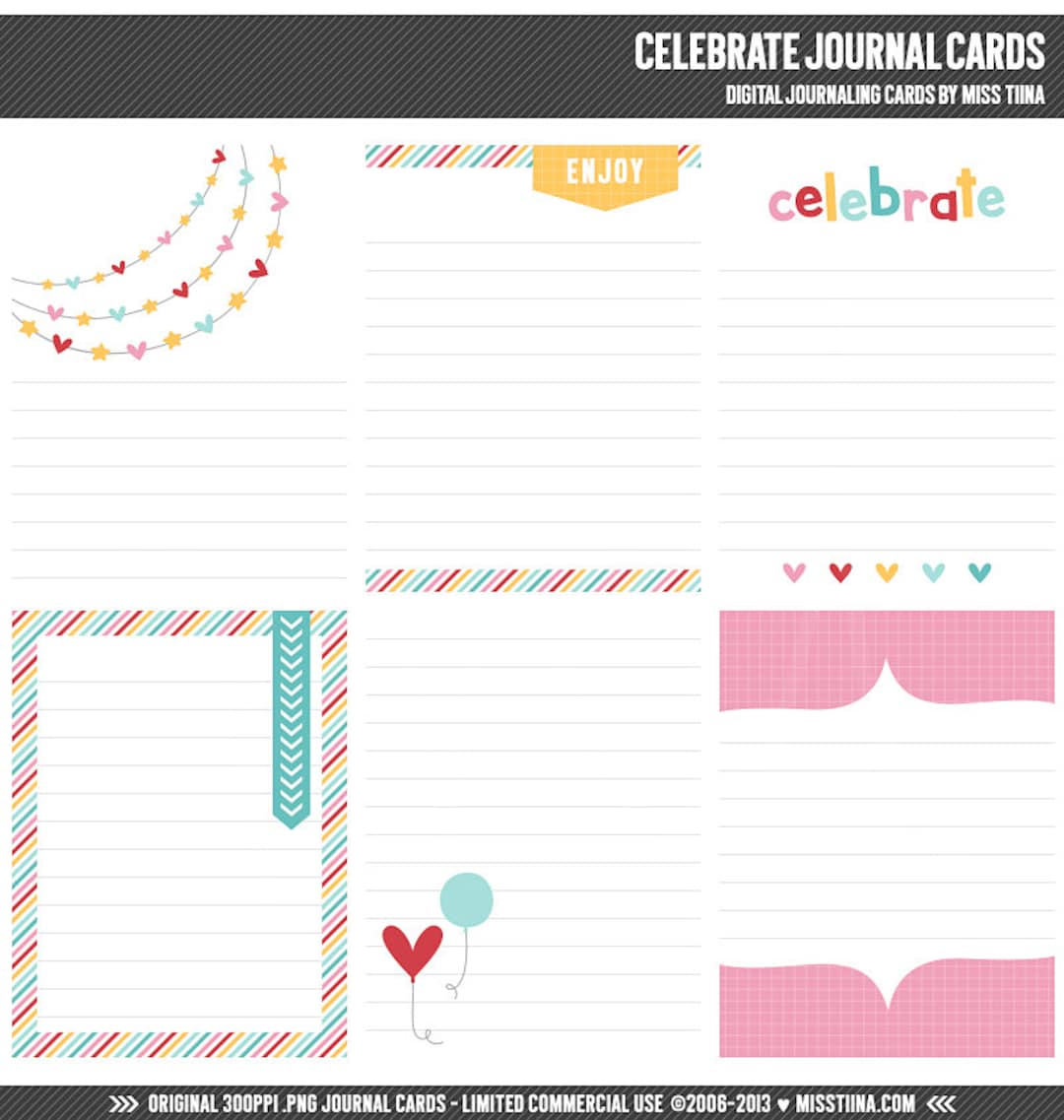 Celebrate Digital Journal Cards - 3x4 Project Life Inspired Printable ...