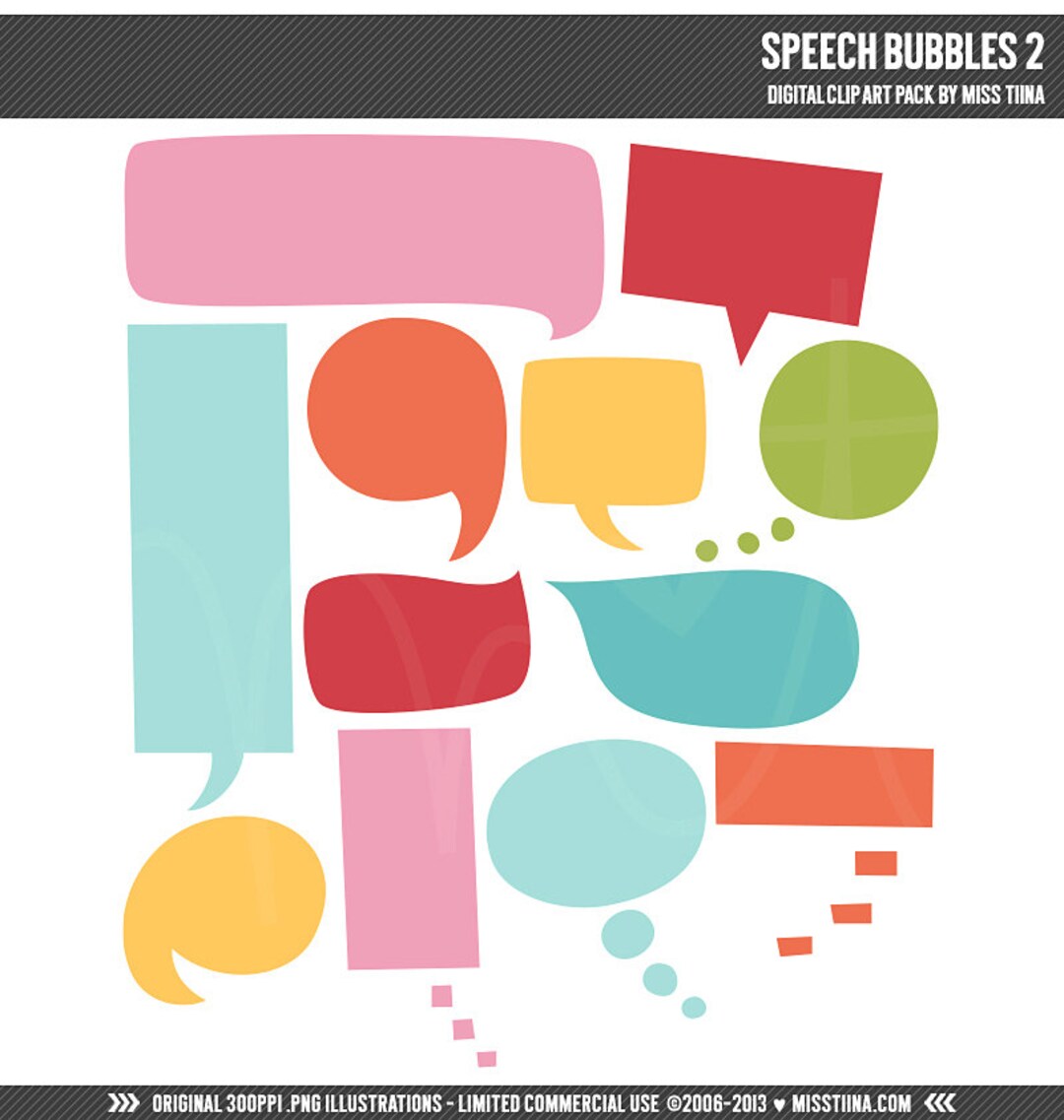 Speech Bubbles 2 Digital Clipart Clip Art Illustrations - Instant ...