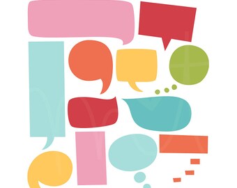 Speech Bubbles 2 Digital Clipart Clip Art Illustrations - Etsy