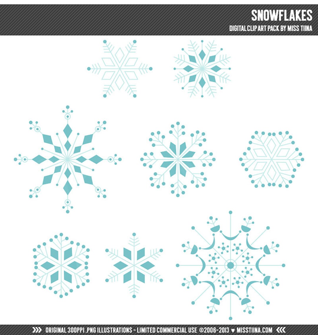 Snowflakes Digital Clipart Clip Art Illustrations - Instant Download ...