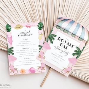 Palm Royale Themed Birthday Weekend Invitation and Itinerary, Royale ...