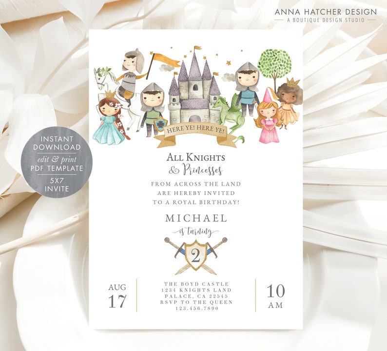 Knights and Princesses Birthday Party Invitation Royal Party - Etsy
