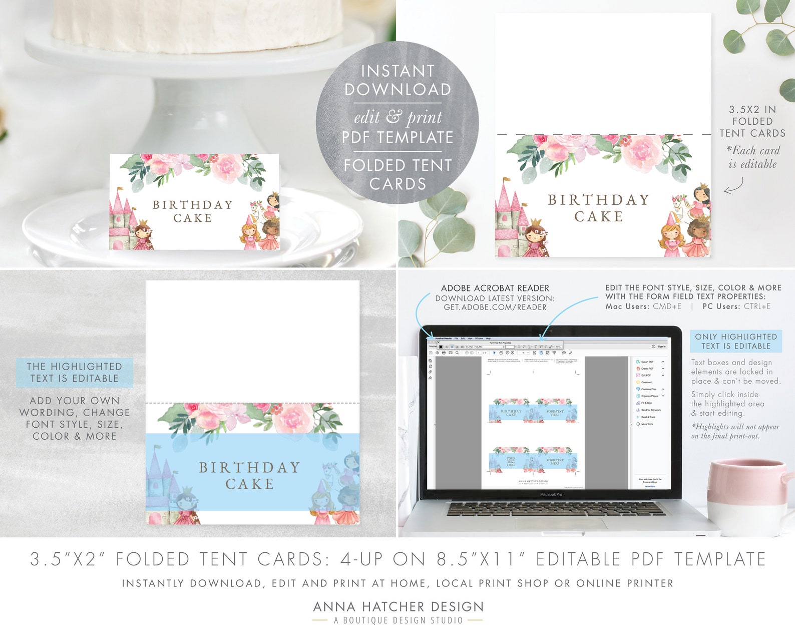 Princess Birthday Party Printable Decorations Package Thank - Etsy