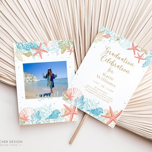 Beach Graduation Invitation, Beach Theme Graduation Party Invite in ...