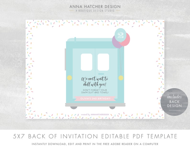 Heres The Scoop Birthday Invitation Ice Cream Truck Etsy