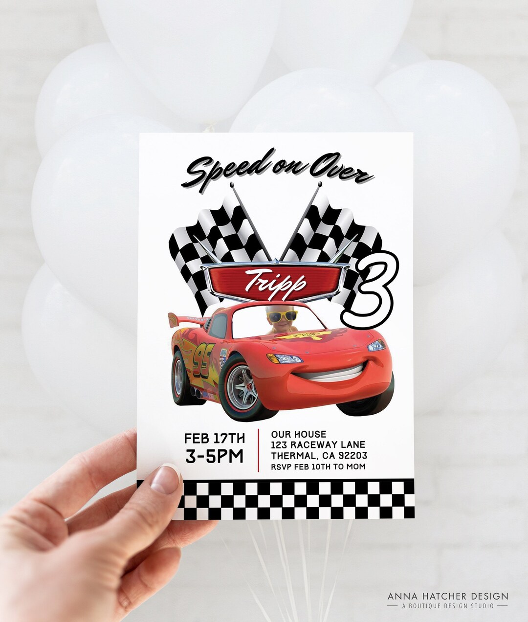 Cars Lightning Mcqueen Invitation, 3rd Birthday Invite, 4th Birthday ...