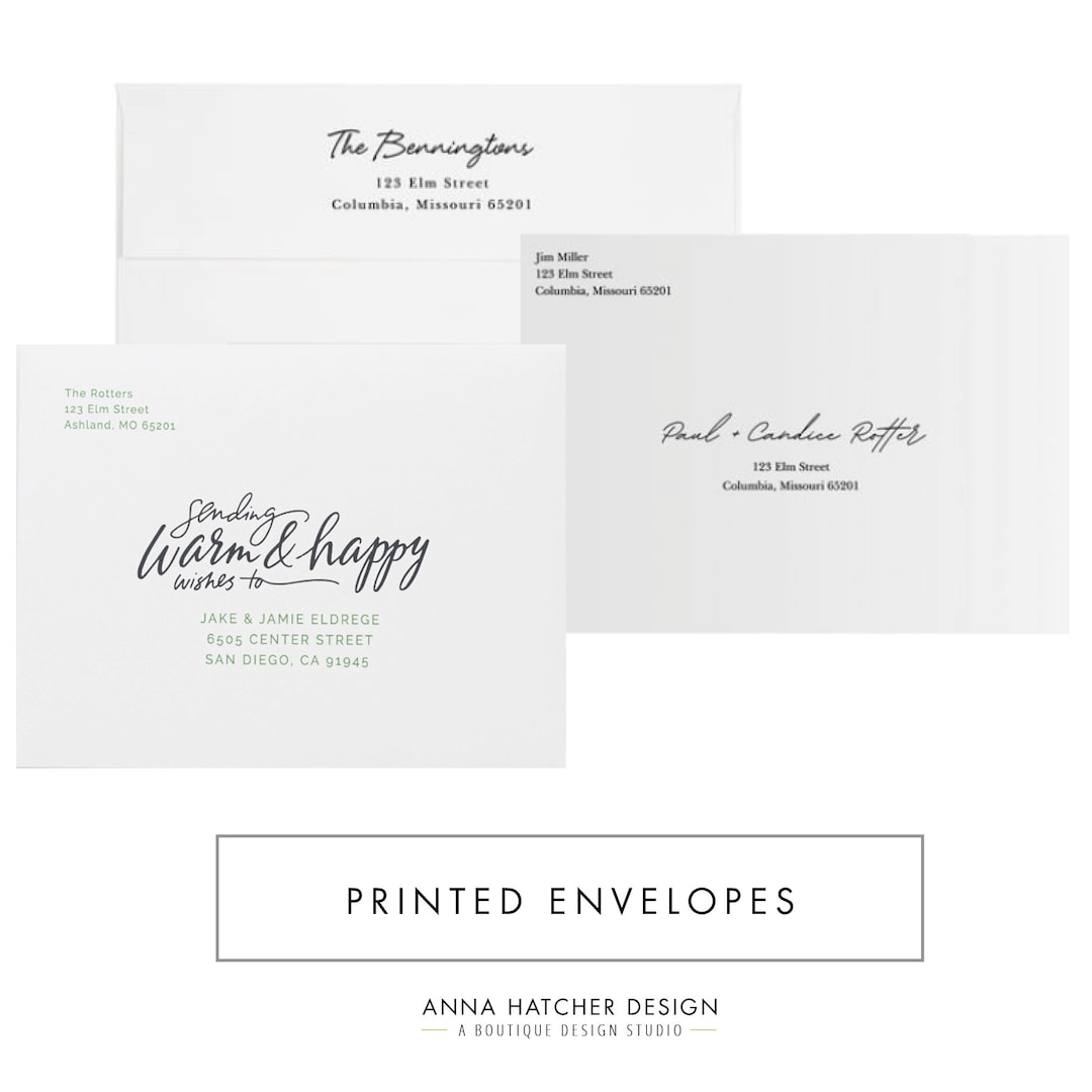 Printed Envelopes With Return Address, Recipient Addresses, A7, A2, 4x6 ...