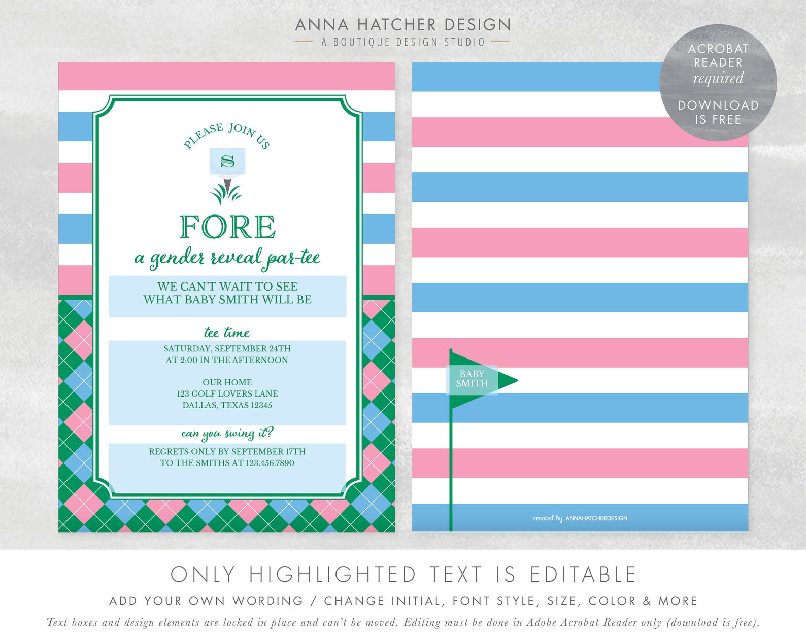 Golf Gender Reveal Par-tee Invitation Golf Theme Party - Etsy
