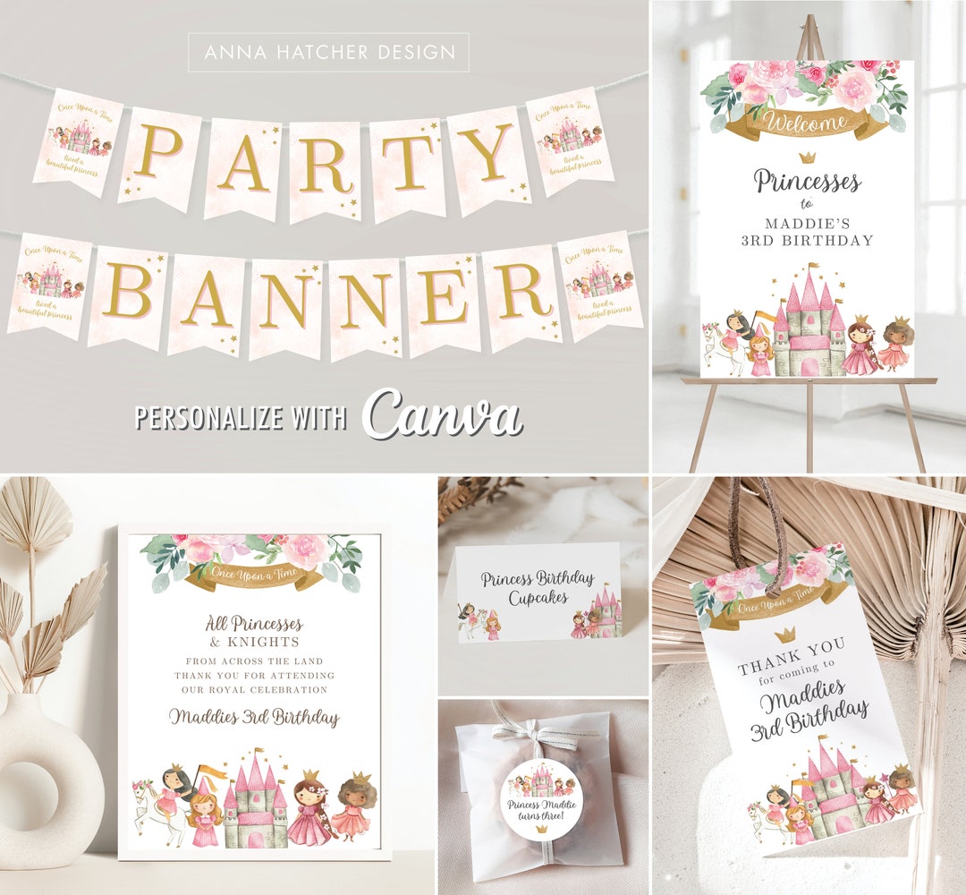 Princess Birthday Birthday Party Editable Canva Templates, Printable ...
