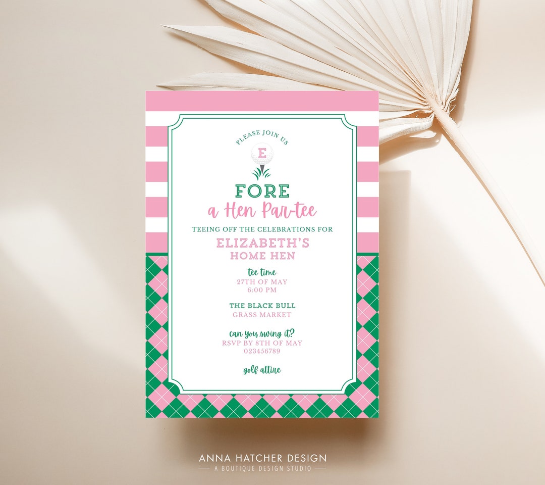 Golf Hen Par Tee Invitation, Home Hen Party Invite, Teeing off the ...