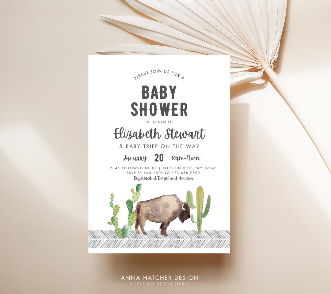 Buffalo Bison Baby Shower Invitation, Baby Sprinkle, Couples Shower ...