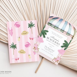 Beach Ball Birthday Celebration, Palm Royale Themed Invitation, Retro ...