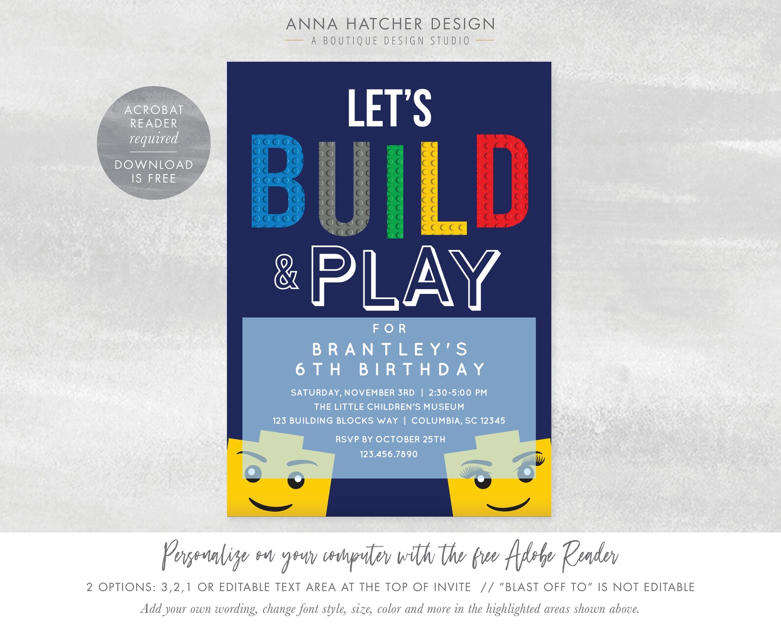 Build and Play Birthday Invitation Brick Building Party - Etsy