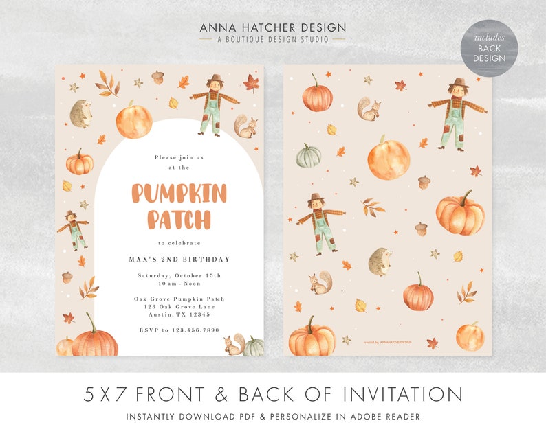 Fall Theme Invitation Pumpkin Patch Invitation Fall Birthday - Etsy