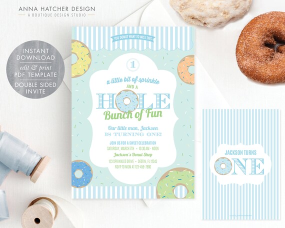 Sweet Celebration Sprinkles Donut Invitation Donut Party Donut Boy ...
