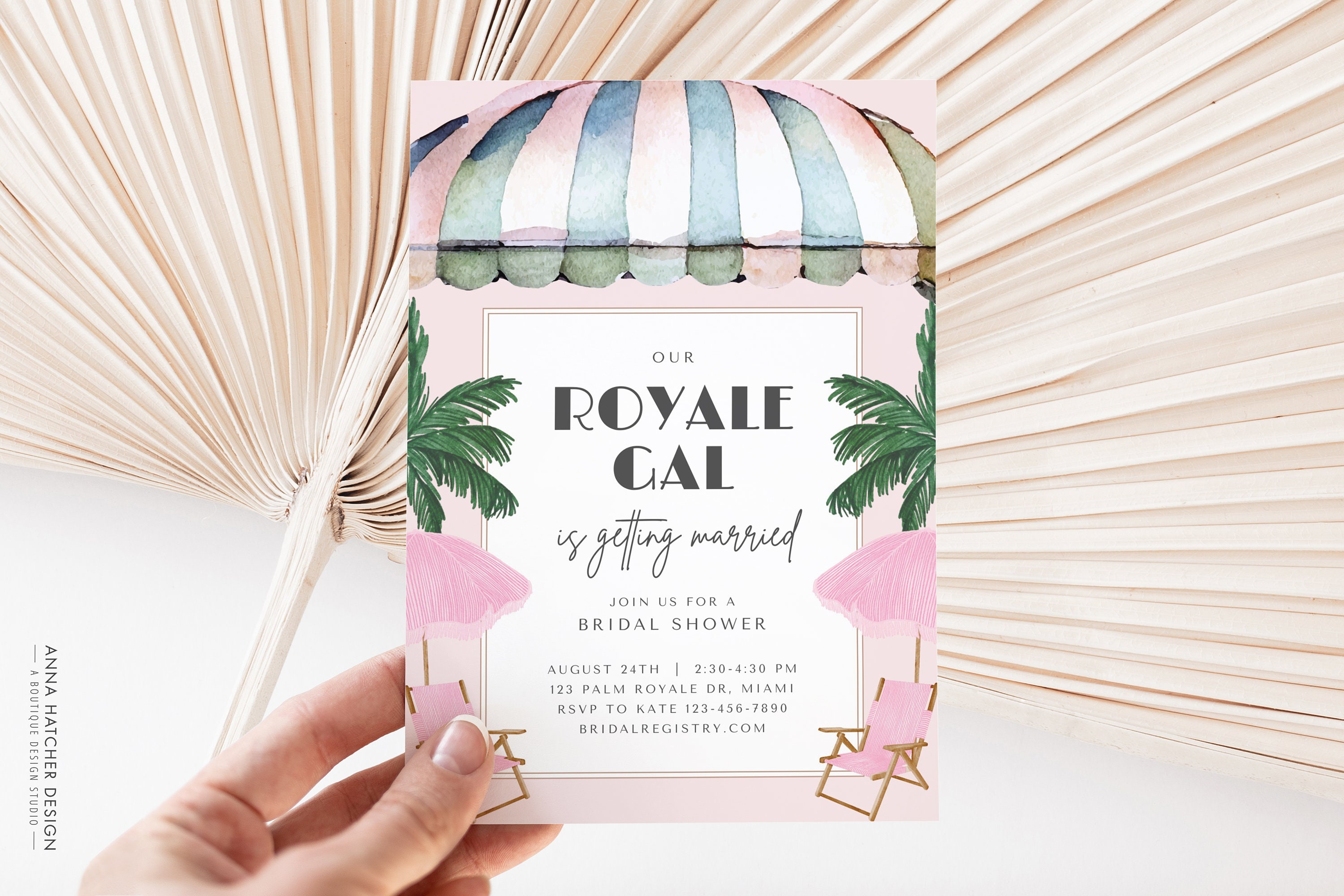 Palm Royale Wedding Shower Invitation, Royale Gal Bridal Shower Invite ...