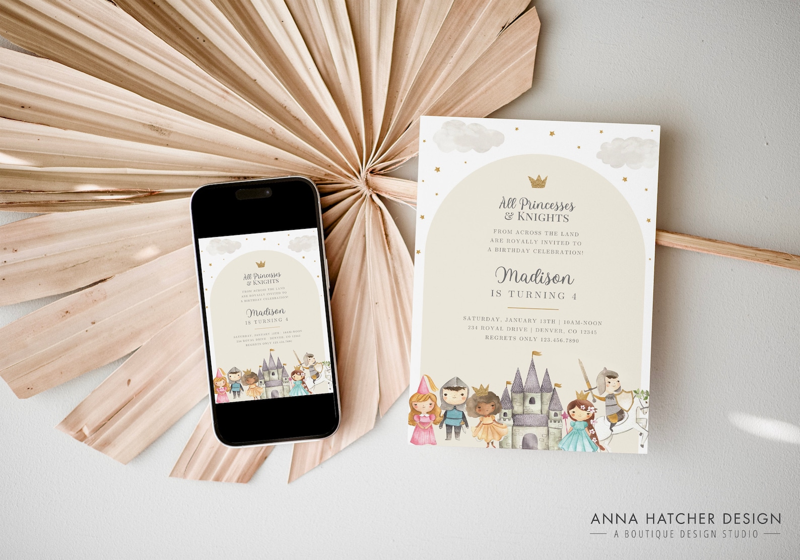 Princess and Knight Birthday Party Invitation, Royal Celebration ...