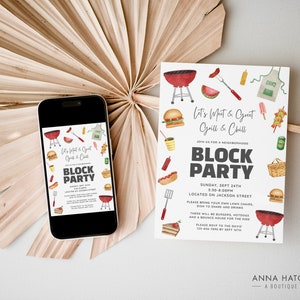 Block Party Invitation for Neighborhood Street Party BBQ Cookout ...
