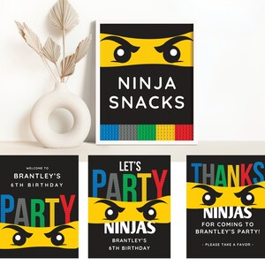 Ninja Birthday Party Editable Canva Templates, Personalized Printable ...