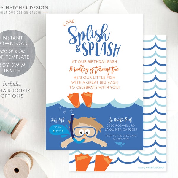 Pool Party 3rd Birthday Invitation - Etsy