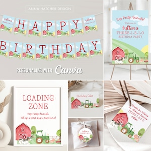 Three-i-e-i-o Farm Birthday Party Editable Canva Templates, Printable ...