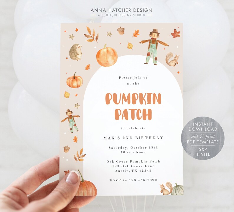 Fall Theme Invitation Pumpkin Patch Invitation Fall Birthday - Etsy