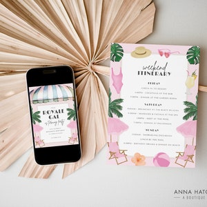 Beach Ball Birthday Celebration, Palm Royale Themed Invitation, Retro ...