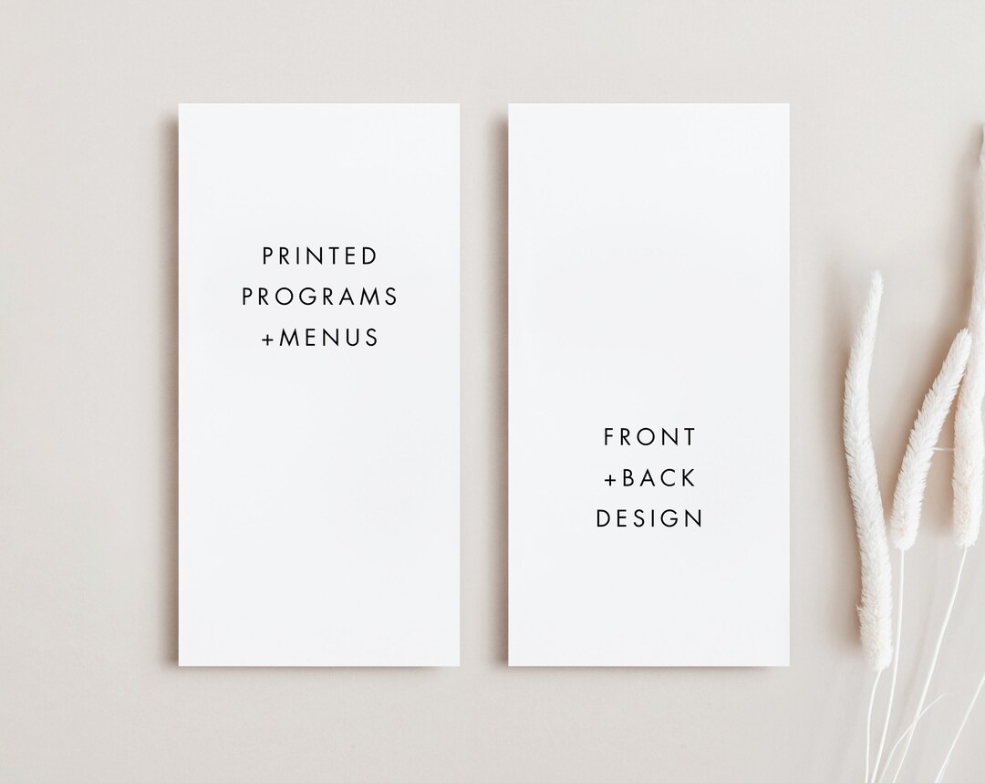 Printed Programs or Menu Cards, Wedding Programs/menus 4x8 or 5x7 ...