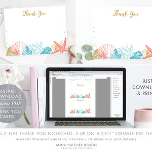 Beach Theme Party Decorations Thank You Notes Labels Signs - Etsy