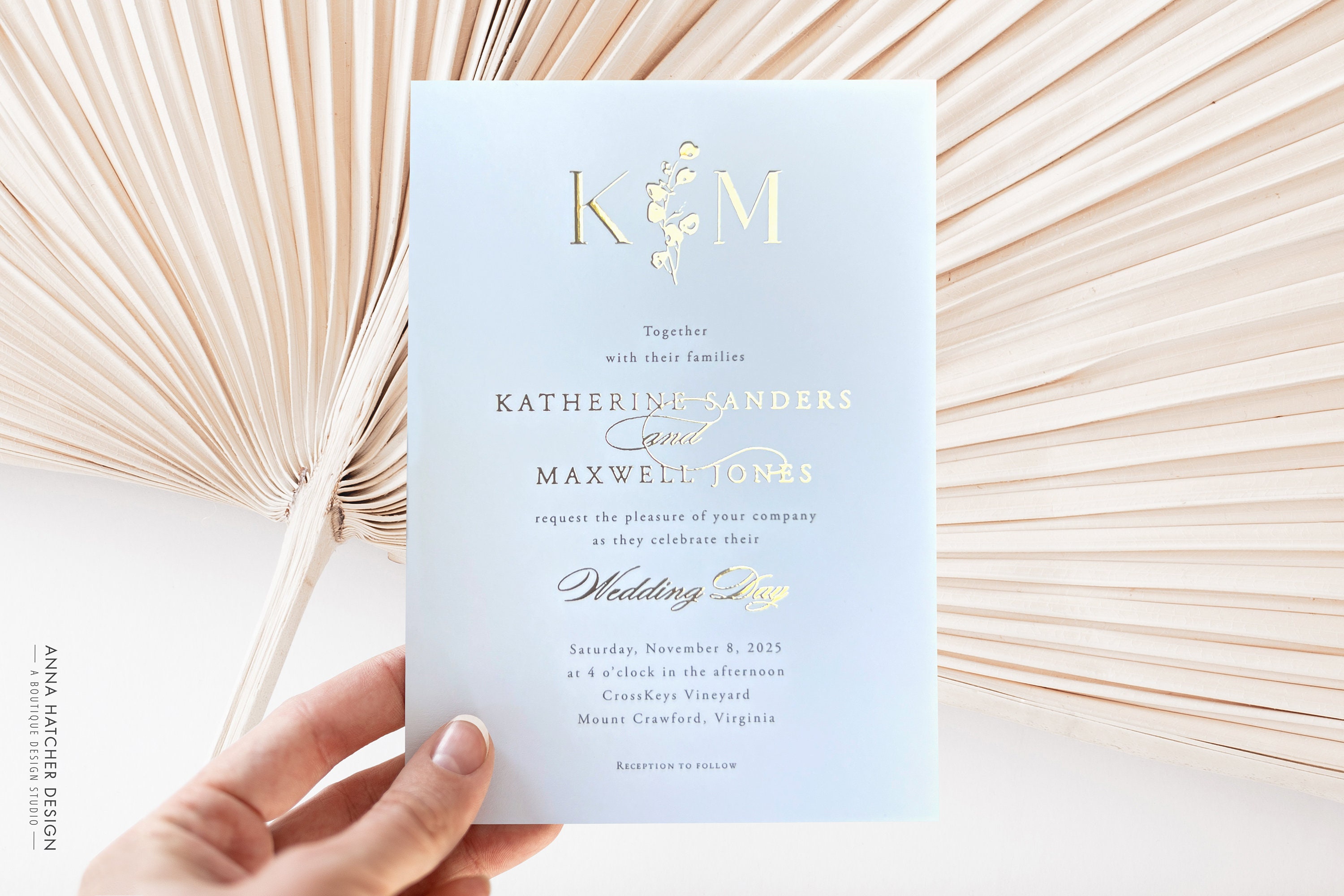 Gold Foil Wedding Invitation, Foil Initials, 2025 Customizable Canva ...