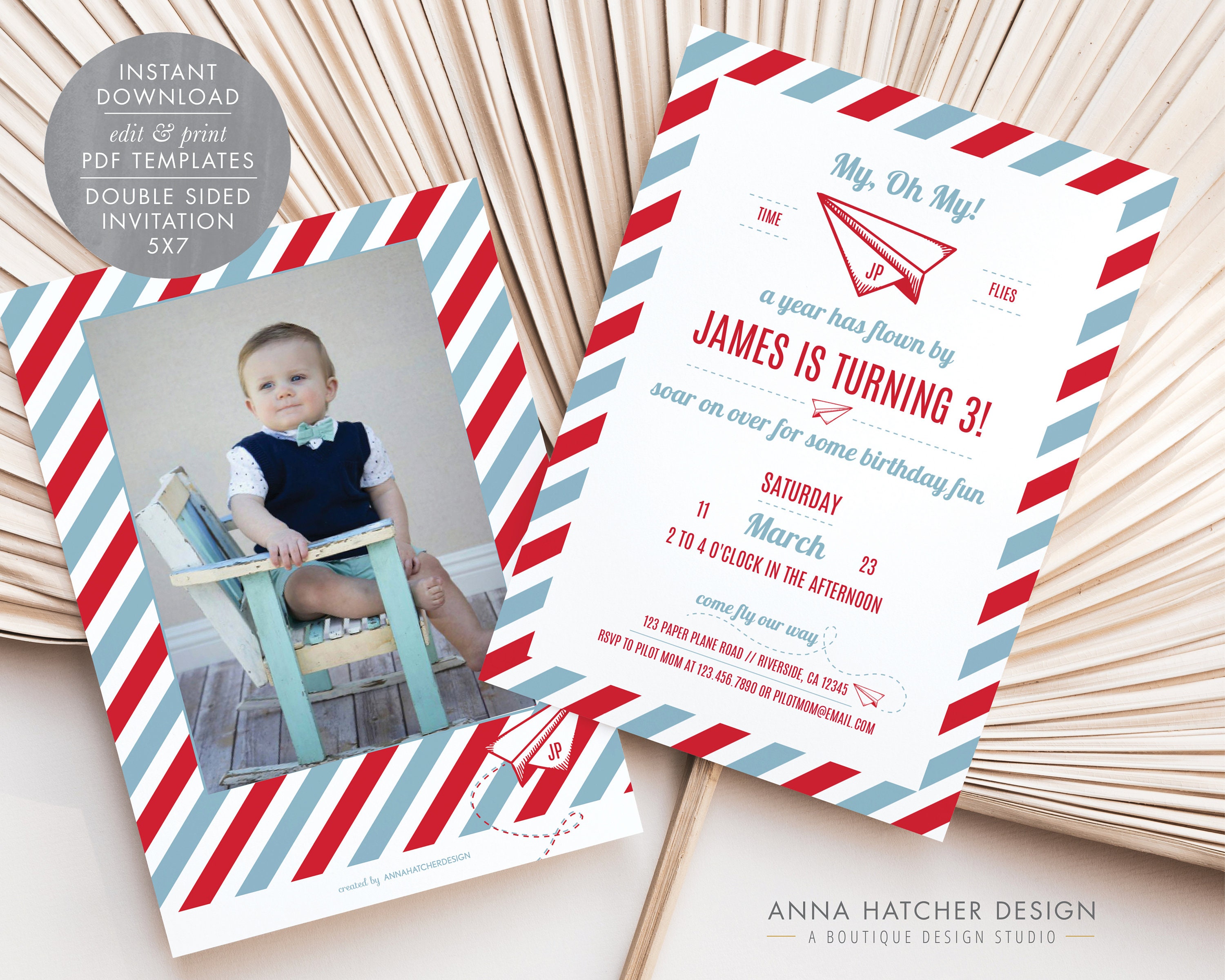 Paper Airplane Birthday Invitation Time Flies Birthday - Etsy