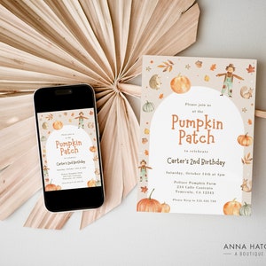 Fall Theme Invitation, Pumpkin Patch Invitation, Fall Birthday Party ...