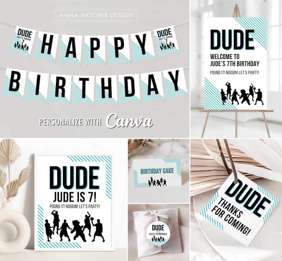Dude Birthday Party Editable Canva Templates, Personalized Printable ...