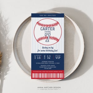 Baseball Birthday Invitation, Personalized Baseball Ticket Invite ...