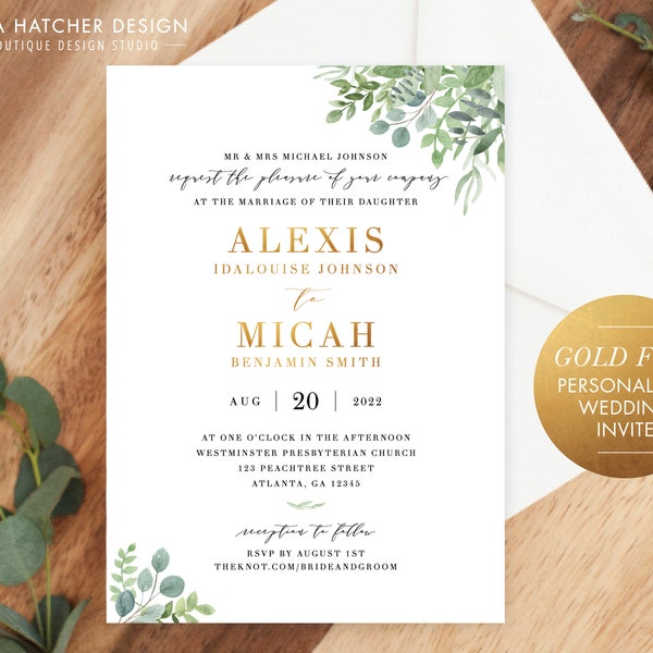 Gold Foil Invitation - Etsy