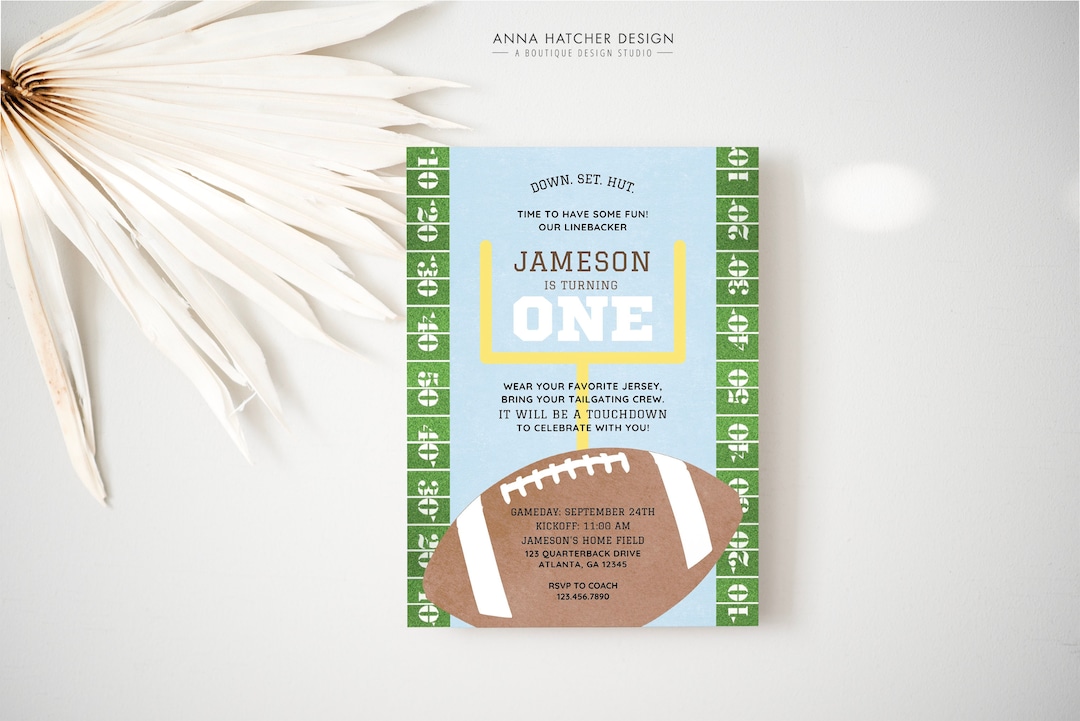 Football Birthday Party Invitation, Personalize Team Colors Football ...