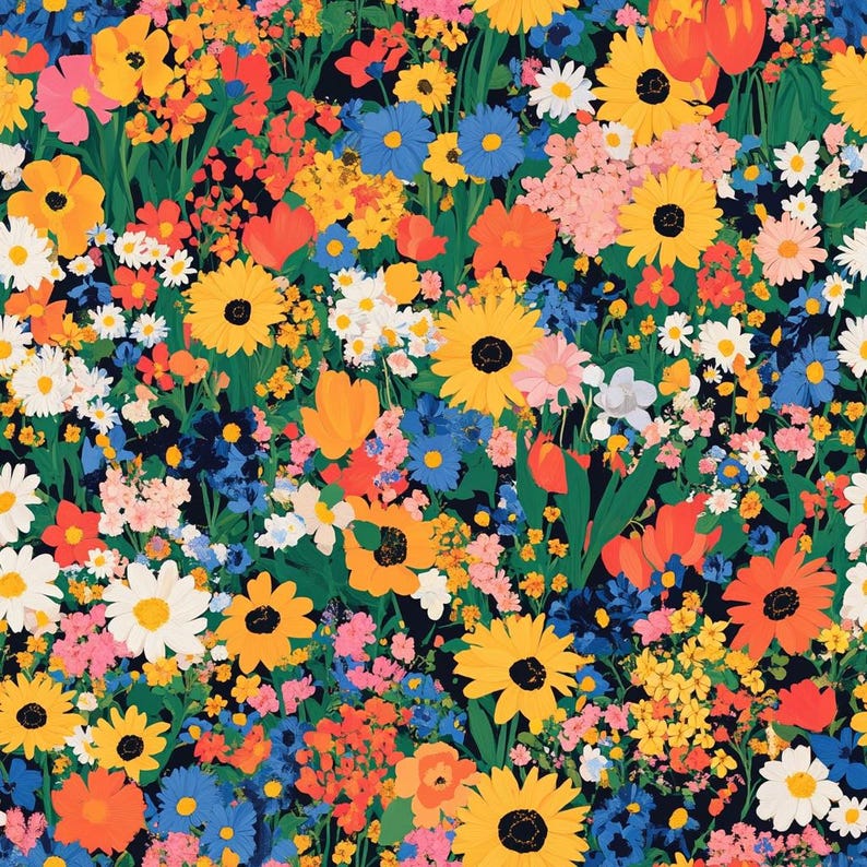 Vibrant Floral Pattern - Etsy
