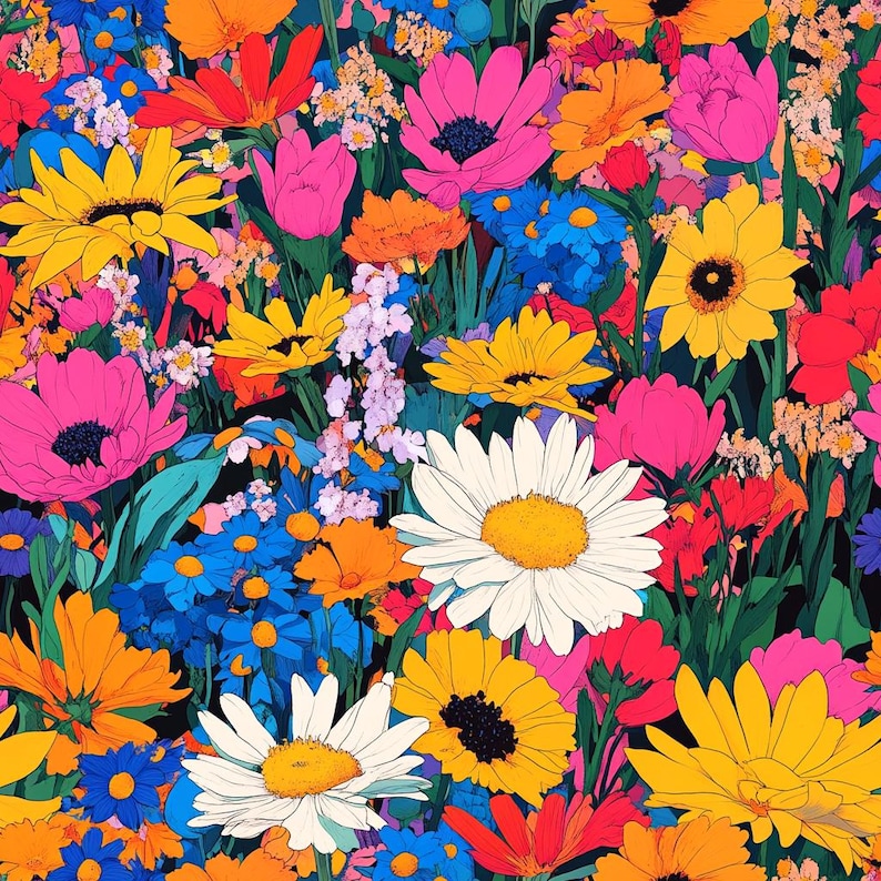 Vibrant Floral Pattern - Etsy