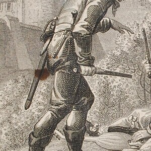 Rare Antique Steel Engraving: 'men on the Hunt' by Domhein - Vintage ...