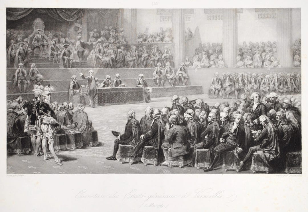 Antique Engraving: 'opening of the Estates-general in Versailles' by ...