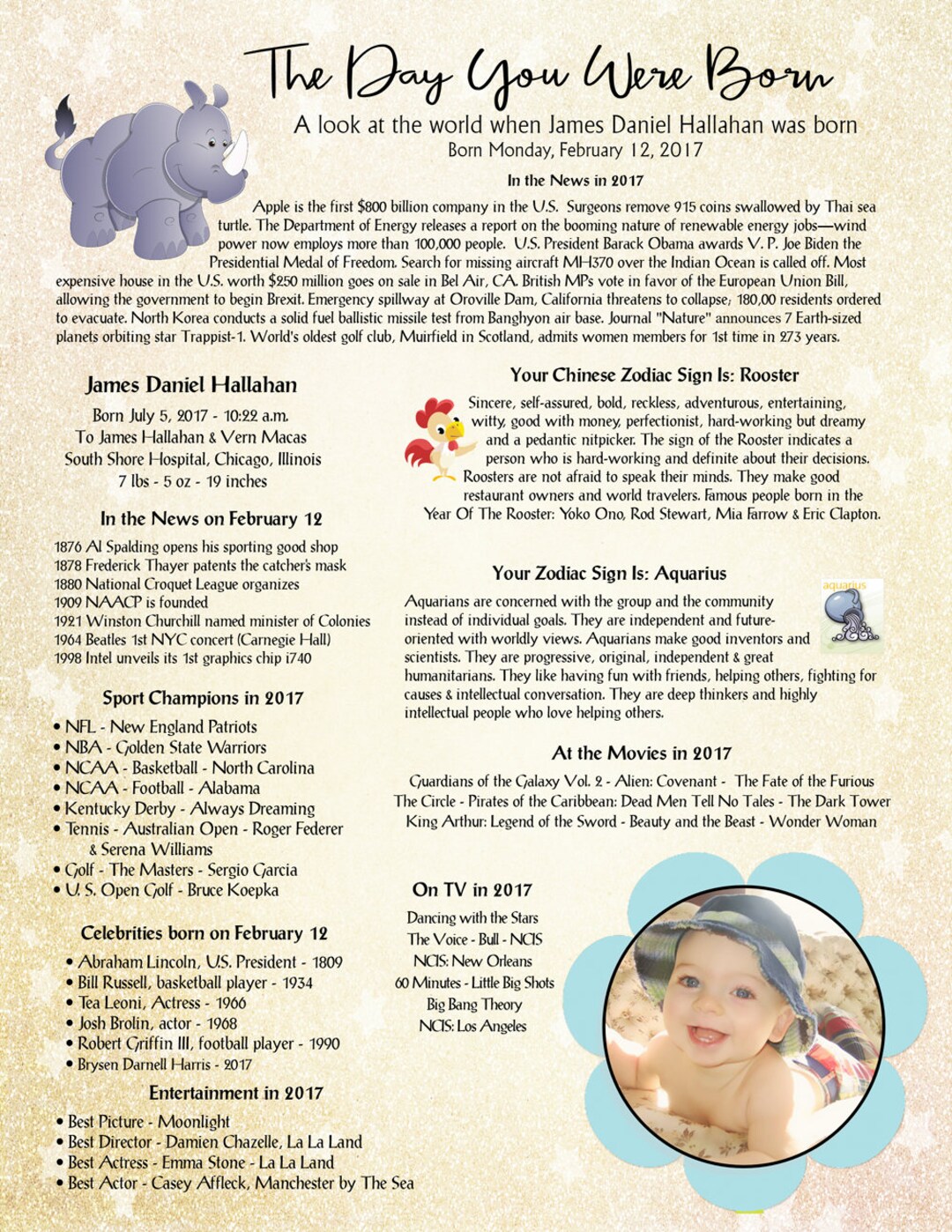 DIGITAL FILE ONLY: Baby Version With/without Photo - Personalized ...