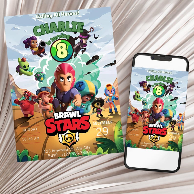 Brawl Stars Birthday Invitation, Brawl Stars Birthday, Editable Video ...