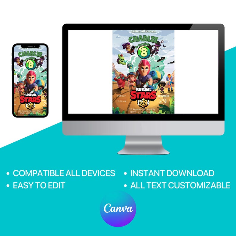 Brawl Stars Birthday Invitation, Brawl Stars Birthday, Editable Video ...