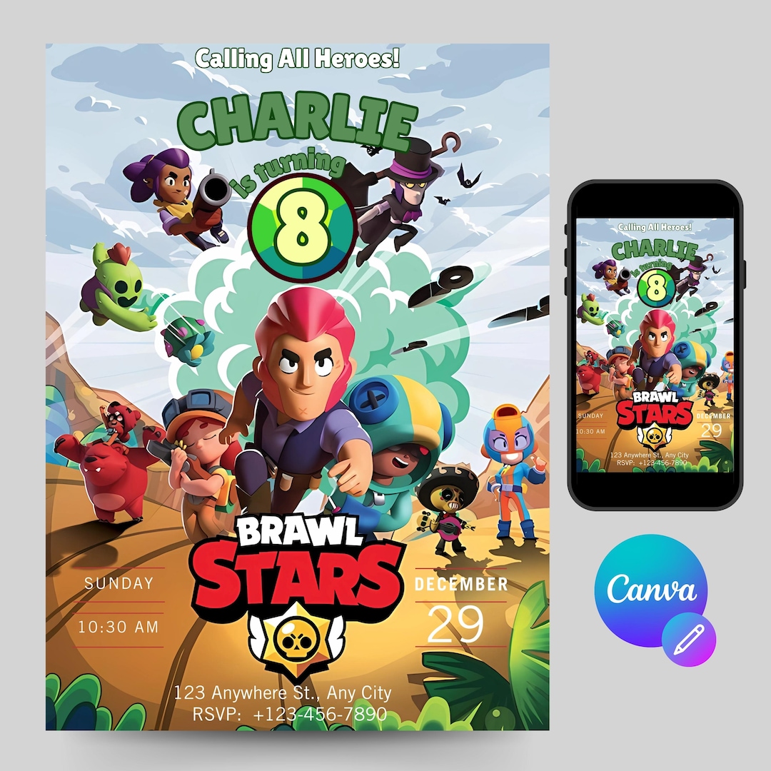 Brawl Stars Birthday Invitation, Brawl Stars Birthday, Editable Video ...