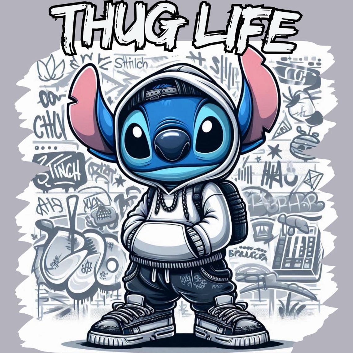 Stitch Thug Life PNG: Graffiti Cartoon (digital Download) - Etsy