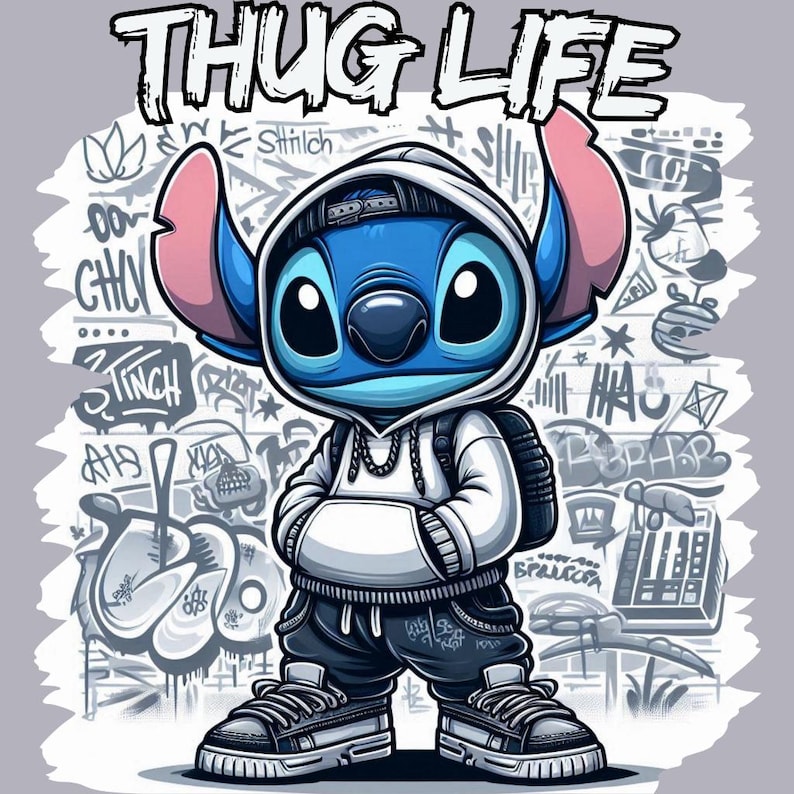 Stitch Thug Life PNG: Graffiti Cartoon (digital Download) - Etsy