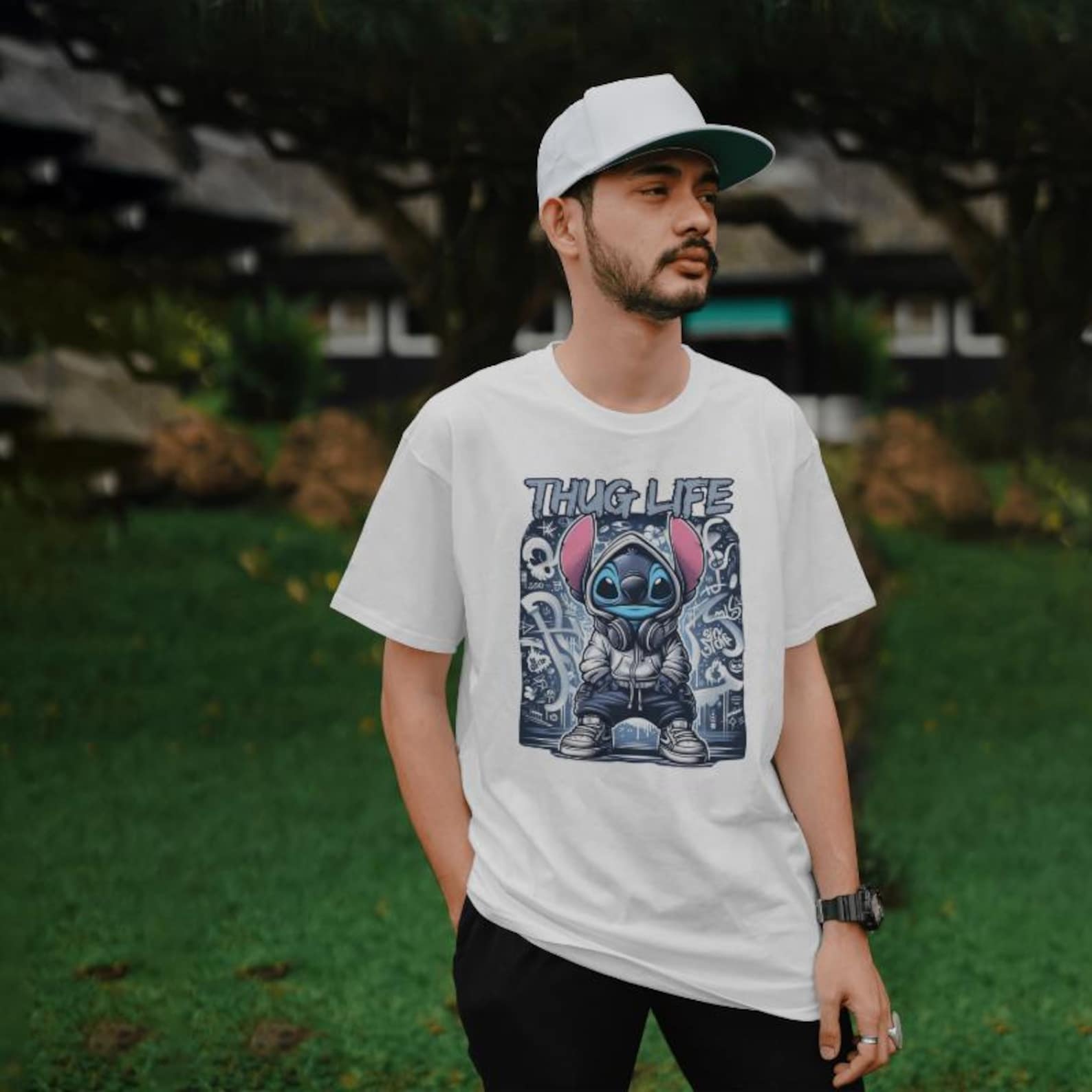 Stitch Thug Life PNG: Graffiti Cartoon Shirt Template (digital Download ...