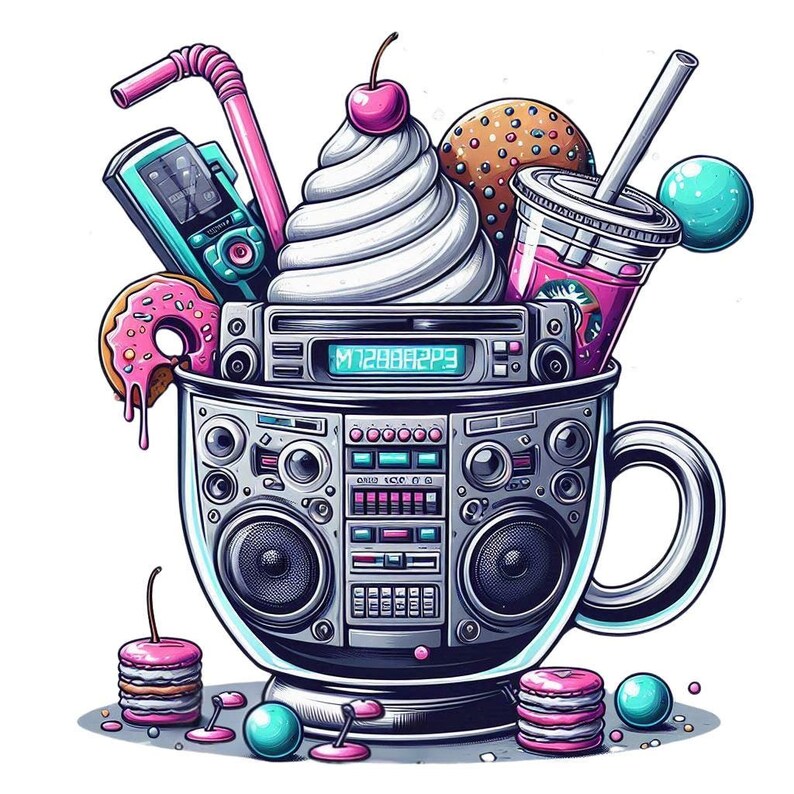 Vintage Boombox Coffe Cup,png, Clipart - Etsy